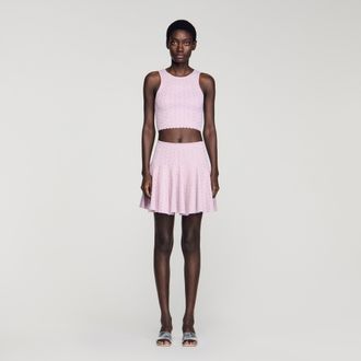 Sandro Jupe courte en maille strass&eacute;e