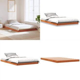 vidaXL Massivholzbett Wachsbraun 120x200 cm Kiefer - Massivholzbette - Holzbett - Kiefernbett - Doppelbett - Bettesrahmen - Home & Living