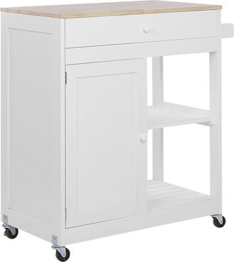 Beliani Praktischer Servierwagen mit Ablage Schublade Schrank Landhausstil weiß Trapani