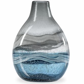 Torre & Tagus Andrea Mundgeblasene Glasvase f&uuml;r Heimdekoration, 27,9 cm hoch, gro&szlig;e Blaue Glasvase als Tafelaufsatz, handgefertigte Blaue Vasen f&uuml;r Dekoration im K&uuml;