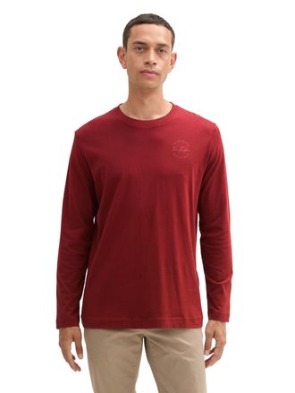 Tom Tailor Herren Basic Longsleeve, 13721 - Burgundy Dark Red, XL