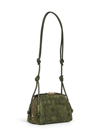 Bottega Veneta Womens Pouch Concert Green Tweed Calfskin