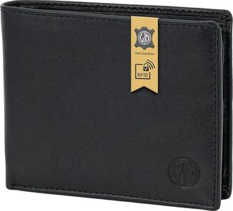 Lindenmann Geldbeutel Herren/Herren Portemonnaie, Rindleder matt, schwarz