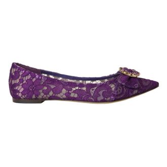 Dolce & Gabbana Lila Spitze Kristall Loafers Schuhe - - Shoes - Damen - Lila - 36 EU