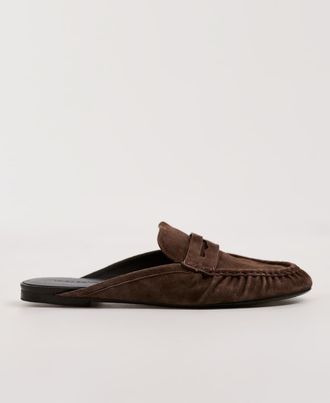 Vagabond Shoemakers - Alleya - Mules style mocassins en daim &agrave; fronces - Caf&eacute;-Marron