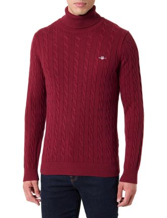 GANT Herren Cotton Cable Turtle Neck Pullover, PLUMPED RED, XXL