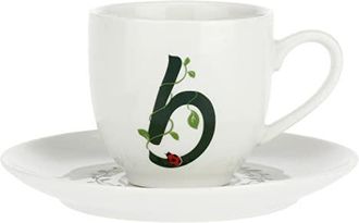 La Porcellana Bianca Solotua Kaffeetasse mit Untertasse Letter B 85 Gramm in Geschenkbox