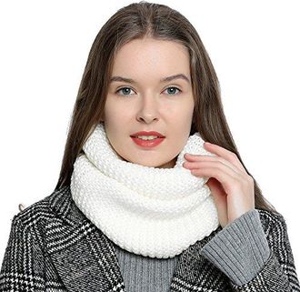 DonDon Écharpe femme hiver Écharpe en laine Écharpe tube snood Tour de Cou Cache cou - Blanc