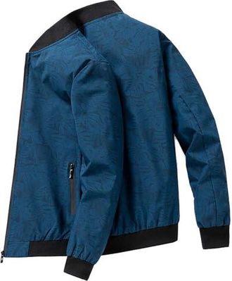 Generic Veste polyvalente printemps et automne 2026 pour hommes, col montant, décontracté, bleu, 3XL