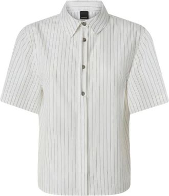 Pinko Pinko, Femme, Blouses et Chemises, Blanc, Taille: 40 FR Chemise en Coton Ray&eacute;