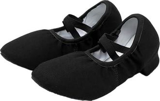 Generic Chaussures de danse pour femme &agrave; talon bas - Couleur unie - D&eacute;contract&eacute;es et confortables - Antid&eacute;rapantes - Convient pour le ballet classique, Noir, 