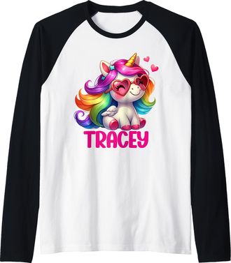BDAZ Tracey Einhorn-Name, personalisiertes Design Raglan