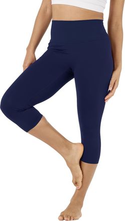 Lapasa Damen Capri 3/4 Sport Leggings hoher Bund Push Up High Waist ohne Taschen L02A1 (Navy Blau, XXL)
