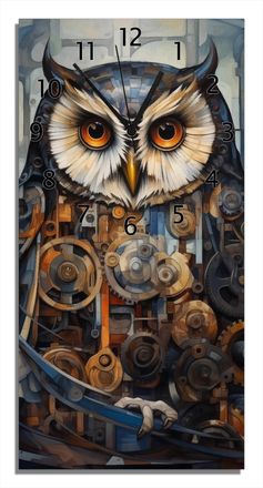 Wallario Design-Wanduhr, Acrylglasuhr Größe 30 x 60 cm, Schwarze Zeiger, Motiv Wächter der Zeit