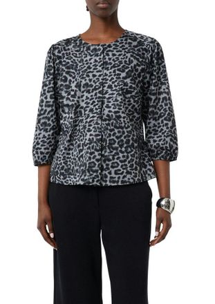 Comma Klassische Bluse mit All-Over-Leo Print
