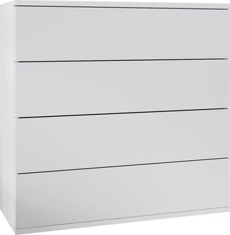 Vladon Kommode hängend Pavos V3, Sideboard mit 4 Schubladen Weiß matt/Weiß matt (76 x 76 x 35 cm)