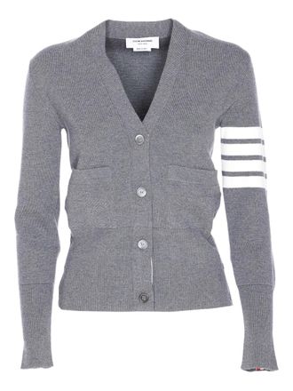 Thom Browne Cardigan mit vier gestreiften Taschen - Grau