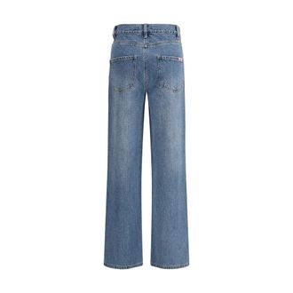 Self Portrait Womens Blue Cotton Straight-Leg Jeans Clothing