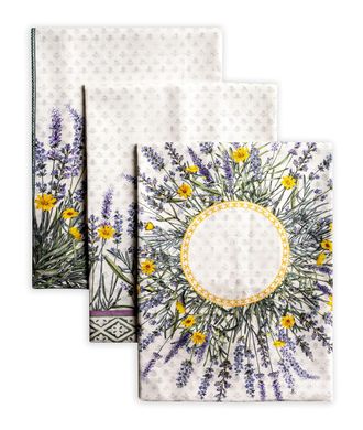Maison d'Hermine Fanny Lavender 100% Baumwolle Set von 3 Mehrzweck-Küchentuch Weiche, saugfähige Geschirrtücher | Geschirrtücher | Barhandtücher | Frühling/Sommer (50 