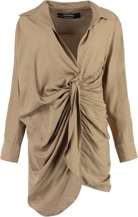 Jacquemus Femme, Robes, Beige, Taille: 36 FR La Robe Nouee Shirtdress