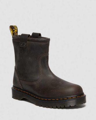 Dr. Martens Anistone Lo Leder Biker Stiefel in Grau, Gr&ouml;&szlig;e: 36
