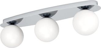 Eglo LED Wandlampe Castrivido, Wandleuchte Badezimmer 3-flammig, Badezimmer Lampe Wand, Badlampe aus Metall in Chrom und Glaskugel in Wei&szlig;, inkl G9 Leuchtm