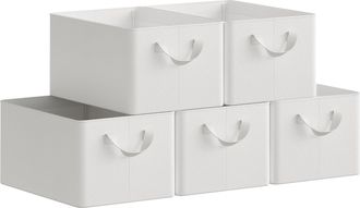 Woltu Aufbewahrungsbox 5 Stück, aus Polyesterstoff, für Schlafzimmer, Arbeitszimmer, Wohnzimmer, Organizer Box mit Griffen, für Kleidung Spielzeug, faltbar,