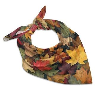 Generic Écharpe carrée en soie colorée en forme de feuille dérable - Écharpe dautomne légère pour cheveux - Respirant - Cadeau pour femme et homme, multicolor