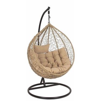 BIZZOTTO H&auml;ngeschaukelstuhl Amirantes aus Rattan f&uuml;r Garten und Terrasse mit Kissen