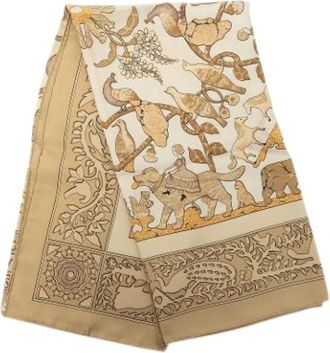 Herm&egrave;s Pre-owned Foulard Early America - Femme - Pre-owned - Beige - Taille: ONE Size