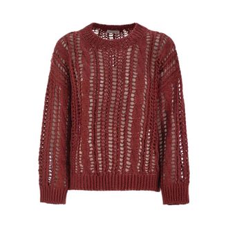Brunello Cucinelli Femme, Pulls, Rouge, Taille: 38 FR Maille Ras du Cou