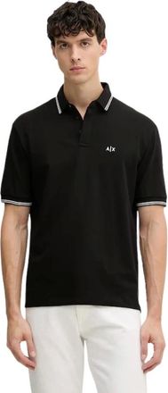A|X Armani Exchange Homme, Tops, Noir, Taille: XL Polo Stretch Piqu&eacute; avec Bordures Contrast&eacute;es