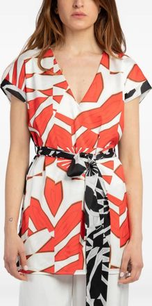 Twin-Set Kurzärmelige Bluse mit V-Ausschnitt - Rot