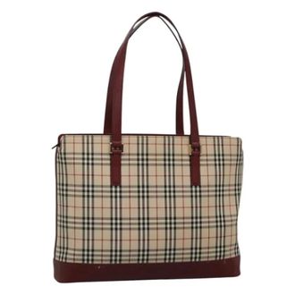 Burberry Pre-owned Toile sacs-main - Femme - Pre-owned - Beige - Taille: ONE Size