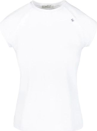 H&eacute;st H&eacute;st, Femme, Tops, Blanc, Taille: 44 FR Logo Tee Shirt