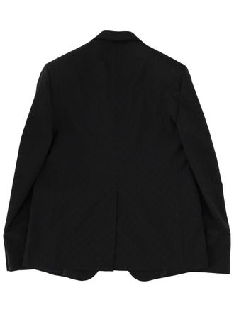 Gucci Mens Single-Breasted Gg Weave Wool Jacket Black Polyester