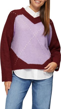 s.Oliver Oversized Wollmix-Strickpullover mit Argyle-Muster