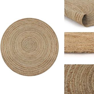 vidaXL Tapis Jute tressé 120 cm rond - Tapis De Jute - Tapis Rond - Tapis Artisanal - Décoration Intérieure - Tapis Naturel