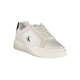 Calvin Klein Leather Color-Block Sneaker - White