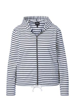 Ulla Popken Sweatjacke Sweatjacke Ringel Saumtunnel Kapuze