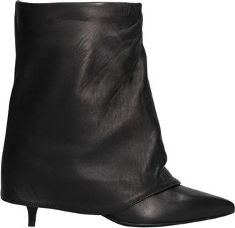 Alchimia Femme, Chaussures, Noir, Taille: 36 EU Stivale a doppio strato in pelle tacco basso a punta