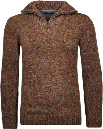 Ragman Herren Strickpullover mit Troyer-Kragen Gr&uuml;n-beige-133, XL