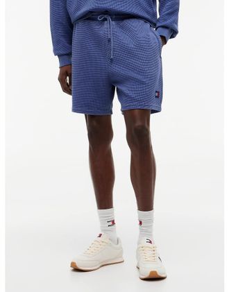 Tommy Jeans Short molletonn&eacute; en maille gaufr&eacute;e - Violet fonc&eacute; d&eacute;lav&eacute;-Bleu