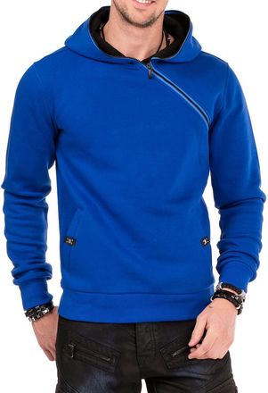 Cipo & Baxx Herren Hoodie Sweatshirt CL329 Saxeblau - Stylischer Pullover im Casual Streetwear Look mit Kapuze & K&auml;ngurutasche - Bequemes Oberteil f&uuml;r Alltag & Fr