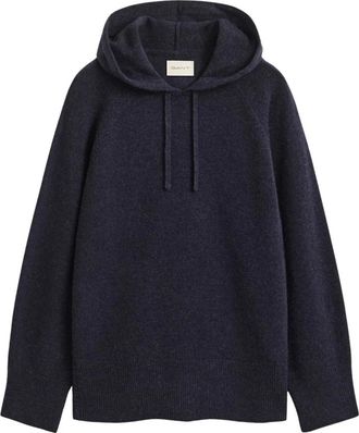 GANT SweaT-shirt &agrave; capuche en m&eacute;lange de cachemire - Femme - Sweatshirts et sweats &agrave; capuche - Bleu - Taille: 36 FR
