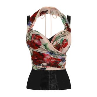Dolce & Gabbana Marquisette und Chiffon Korsett-Top - - Tops - Damen - Mehrfarbig - M