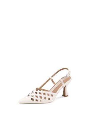 Queen Helena Slingback avec talon moyen d&eacute;collet&eacute; femme ZM11015, beige, 36 EU