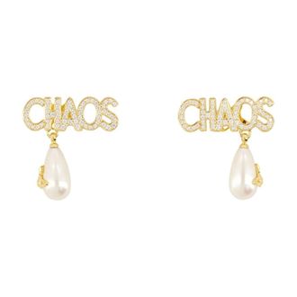 Vivienne Westwood Chaos Perlenohrringe - - Accessories - Damen - Gelb - ONE SIZE