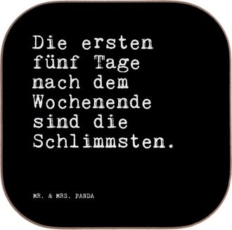 Mr. & Mrs. Panda gl&auml;seruntersetzer Die ersten f&uuml;nf Tage... - Geschenk, Wochenende Arbeit Beruf B&uuml;ro, Untersetzer Glas, Spruch Spr&uuml;che Weisheiten Zitate Lustig Weisheit