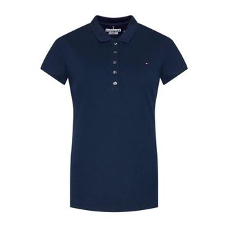 Tommy Hilfiger Femme, Tops, Bleu, Taille: 34 FR Polo Slim Fit en Coton Piqué